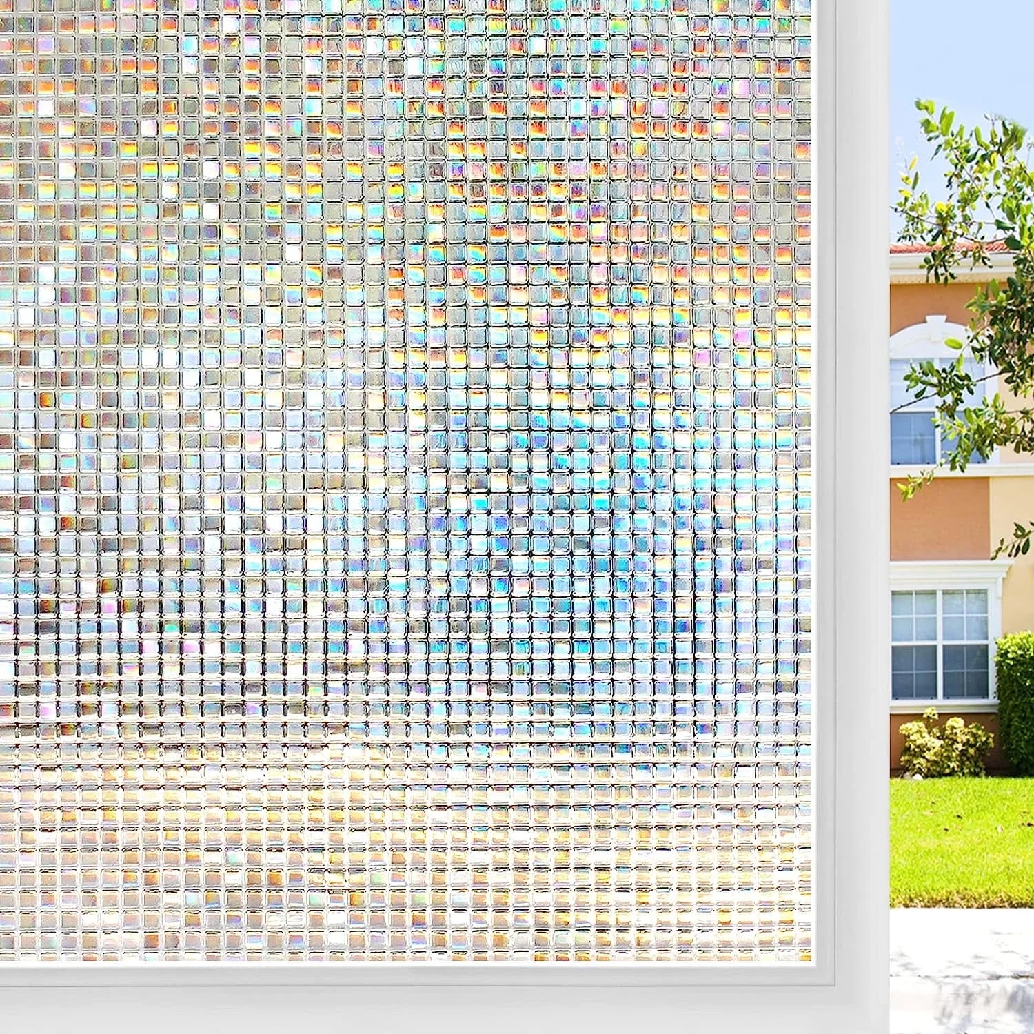 rabbitgoo Window Privacy Film Stained Glass Window Film Mosaic Static pawtrender